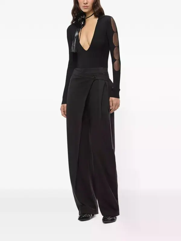 Pinko Ribbed Cut-out Bodysuit With V-neck