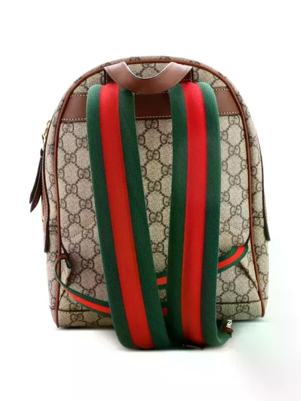 Gucci Embroidered Gg Coated Canvas Small Backpack - Brown
