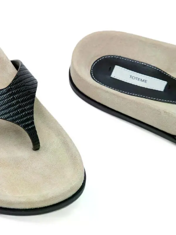 TOTEME Swift Lizard-effect Leather Sandals - Neutrals