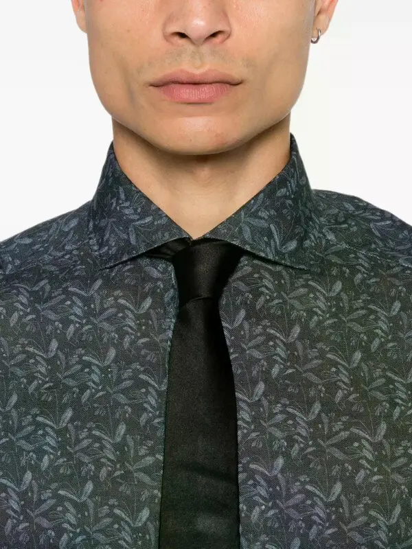 Corneliani Floral-print Long-sleeve Shirt