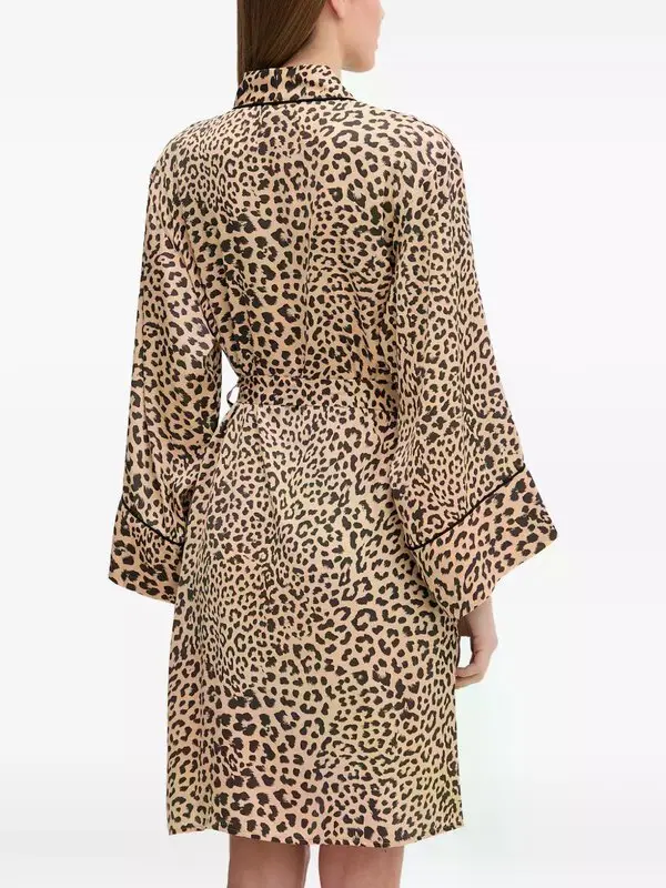 Dkny Leopard-print Belted Robe - Neutrals