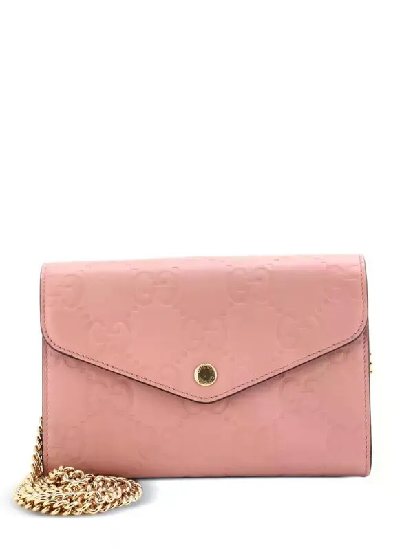 Gucci Envelope Wallet On Chain Guccissima Leather Shoulder Bag - Pink