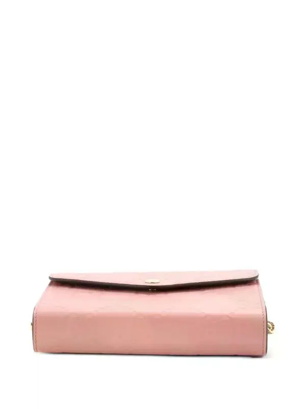 Gucci Envelope Wallet On Chain Sima Leather Shoulder Bag - Pink