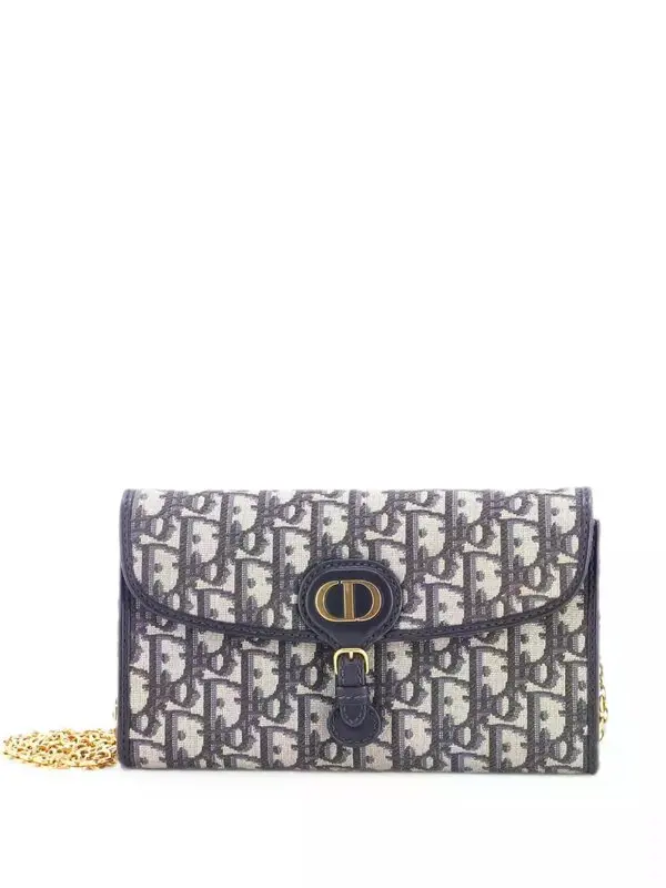 Dior Bobby Pouch With Chain Oblique Canvas East West Clutch Bag - Blue