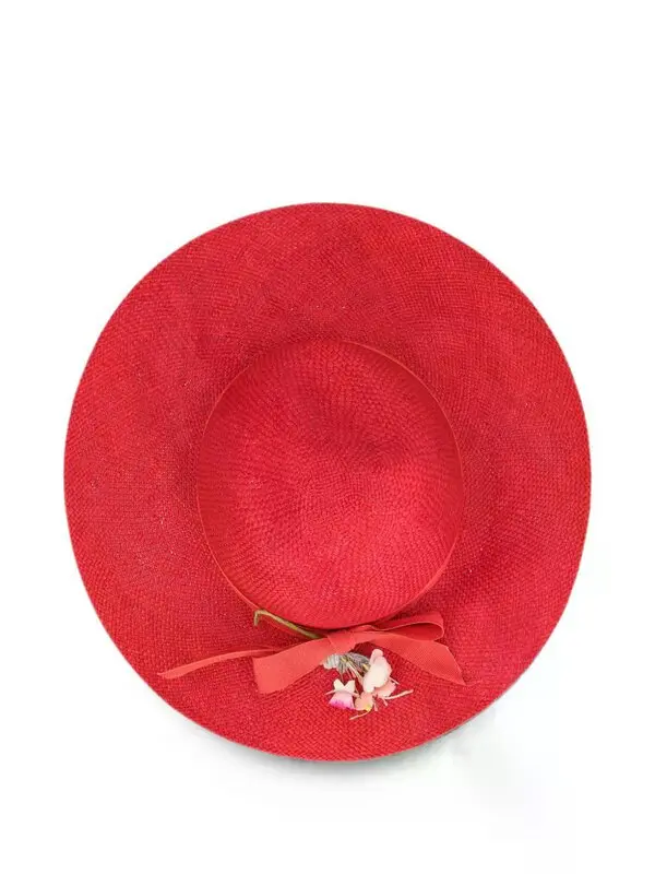 Vintage Bow-detail Floral Embellished Sun Hat