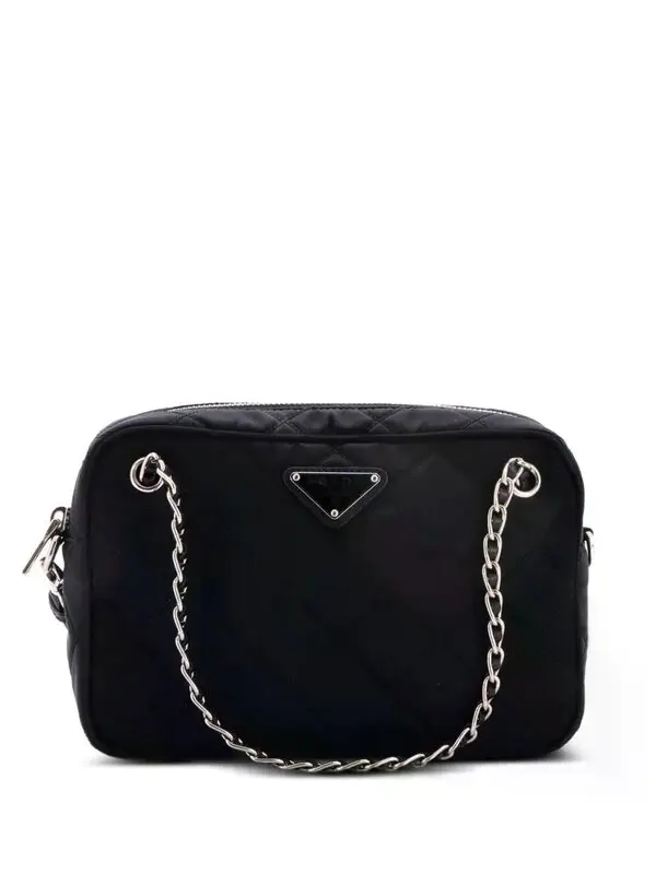 Prada Quilted Tessuto Camera Bag - Black