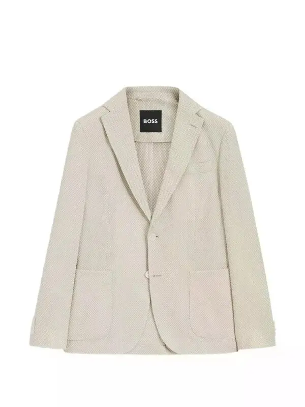BOSS Patterned Slim-fit Jacket In A Cotton Blend