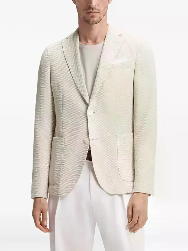 BOSS Patterned Slim-fit Jacket In A Cotton Blend