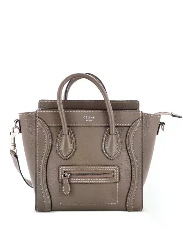 Celine Luggage Bag Grainy Leather Nano Crossbody Bag - Grey
