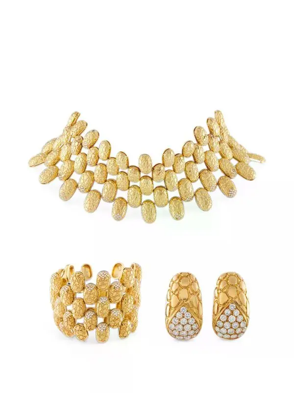 Gucci 18k Yellow Diamond Textured Jewelry Set