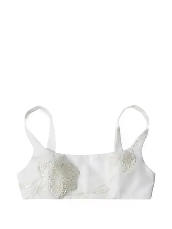 Brunello Cucinelli Floral-embroidered Cropped Top