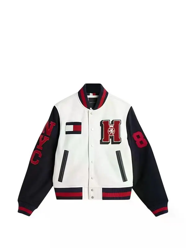 Tommy Hilfiger Logo Appliqué Leather Jacket