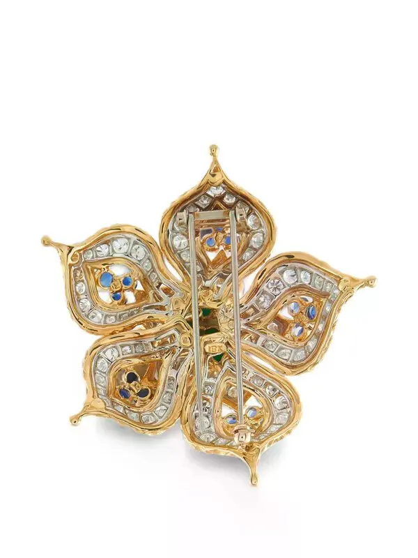 LB EXCLUSIVE Diamond Emerald And Sapphire Brooch