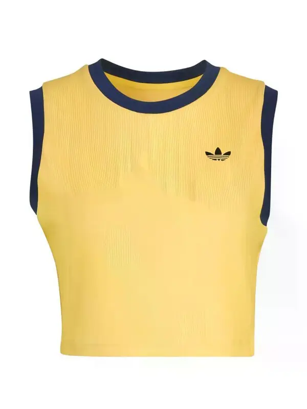 Adidas Heather Ribbed Cropped Tank Top - Yellow