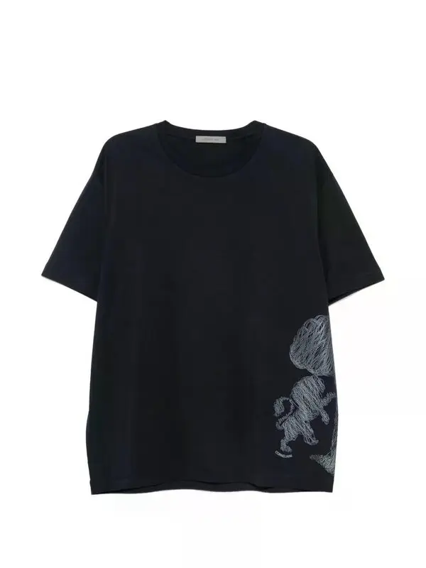 Corneliani Tree-embroidered T-shirt - Blue