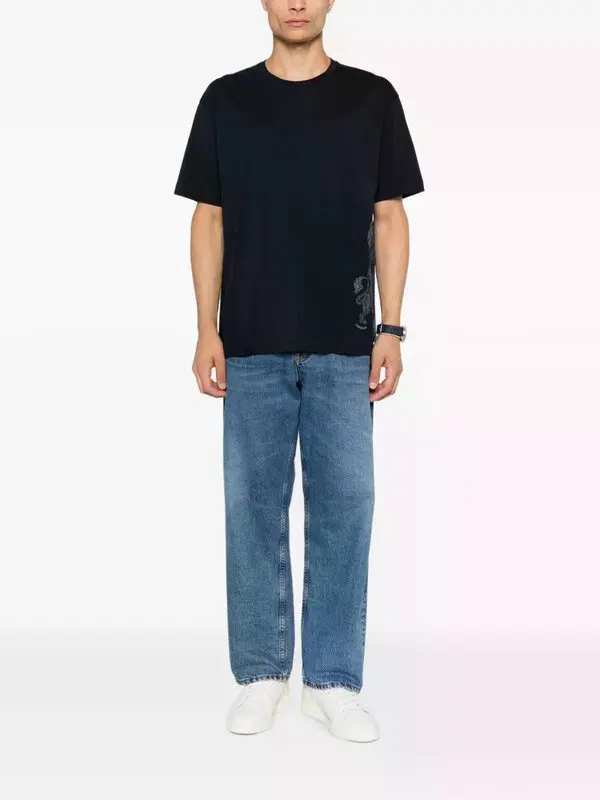 Corneliani Tree-embroidered T-shirt - Blue