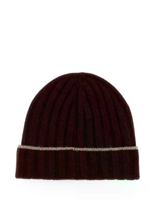Brunello Cucinelli Ribbed-knit Contrast-stripe Beanie Hat