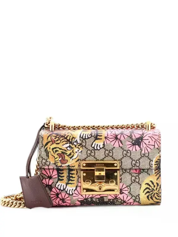 Gucci Padlock Bengal Print Gg Coated Canvas Small Shoulder Bag