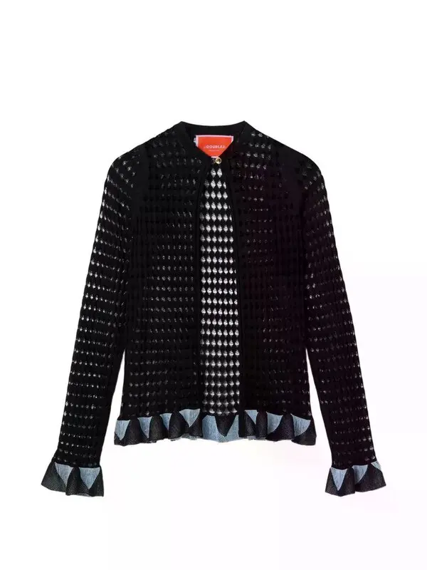 La DoubleJ Ruffled Open-knit Cardigan