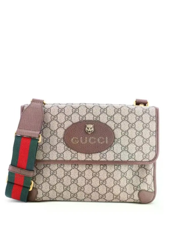 Gucci Neo Vintage Flap Messenger Gg Coated Canvas Medium Crossbody Bag - Brown