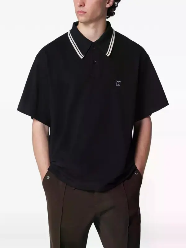 Needles Logo-embroidered Cotton Polo Shirt - Black