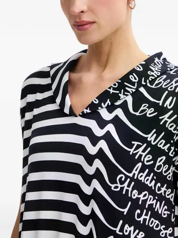 Joseph Ribkoff Stripe-print Drawstring-hem Mid-length Dress