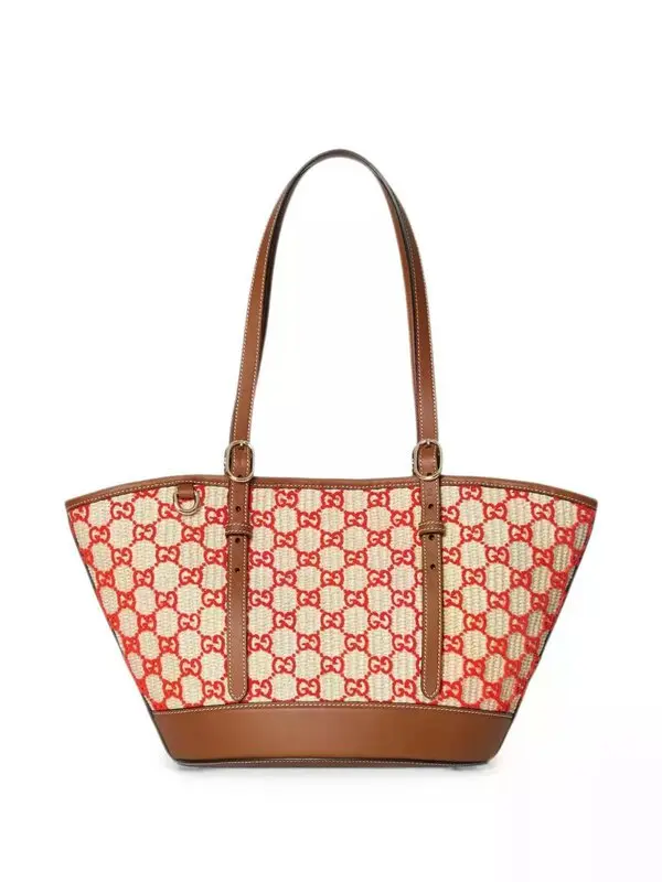 Gucci Gg Supreme Calf Leather-trim Shoulder Bag - Neutrals