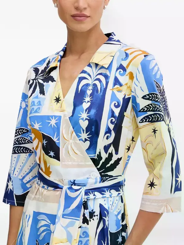 Joseph Ribkoff Graphic-print Belted Wrap Midi Dress