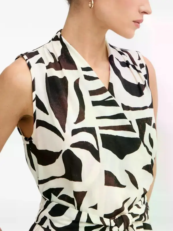 Joseph Ribkoff Abstract-print Belted Wrap Midi Dress
