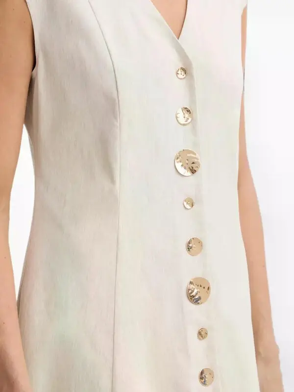 Joseph Ribkoff Sleeveless V-neck Midi Dress With Gold-tone Buttons