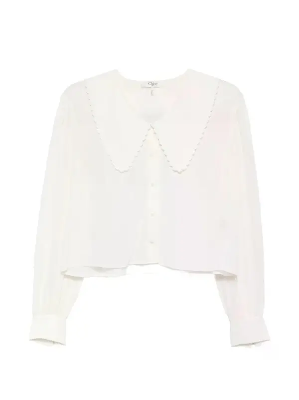 Chloé Scalloped Peter Pan Collar Blouse - White