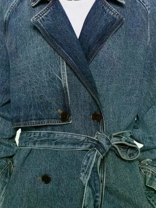 ANINE BING Rickie Double-breasted Belted Denim Coat