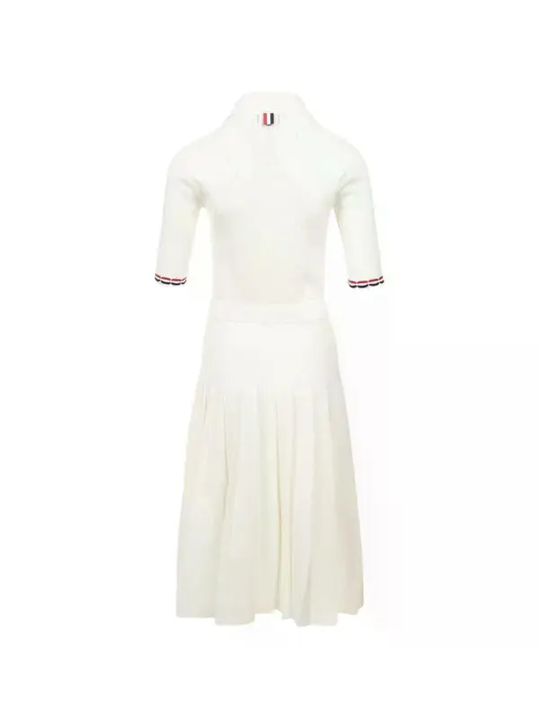 Thom Browne Rib-stitch Midi Polo Dress - White