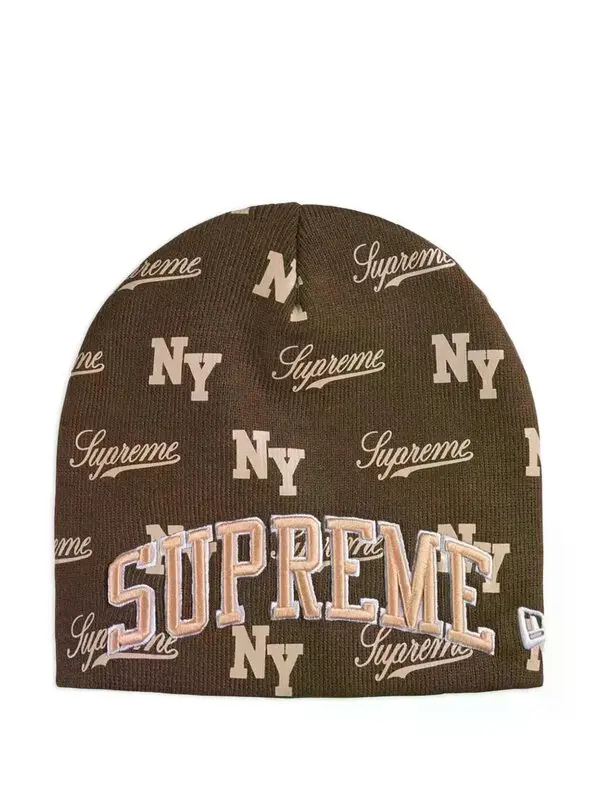 Supreme X New Era Logo Beanie - Brown