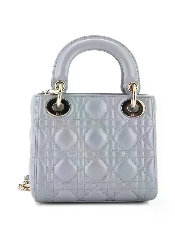 Dior Lady Cannage Quilt Lambskin Mini Satchel - Grey