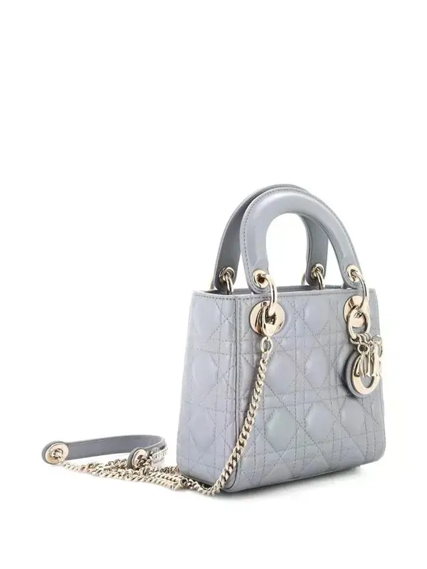 Dior Lady Cannage Quilt Lambskin Mini Satchel - Grey