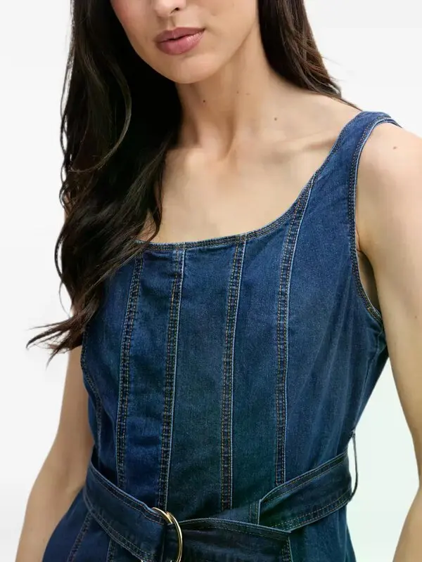 Joseph Ribkoff Sleeveless Square Neck Belted Midi Dress