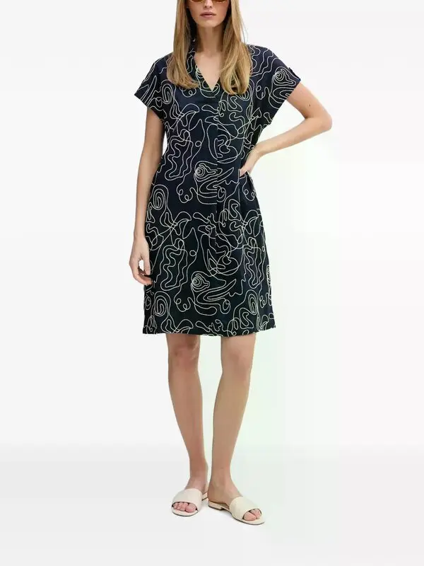 Joseph Ribkoff Abstract-print V-neck Mini Dress - Blue