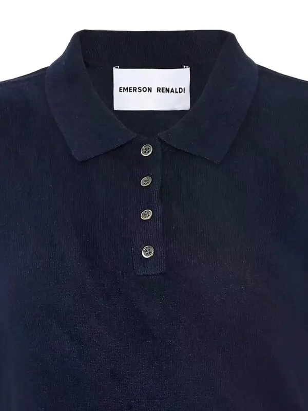 EMERSON RENALDI Short Sleeve Knitted Polo Top - Blue