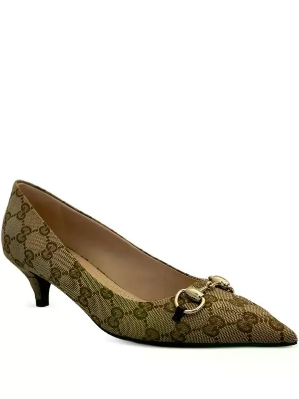 Gucci Erin Horsebit Monogram-patterned Pumps