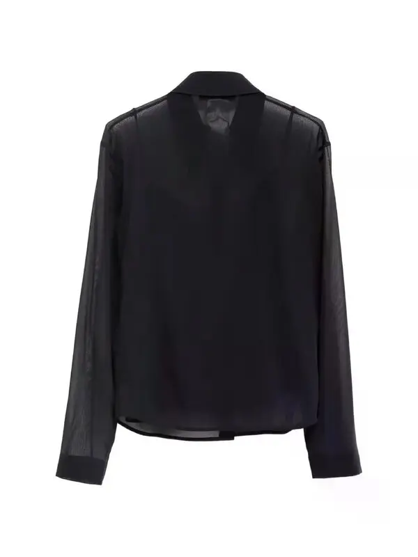 Gucci Silk-chiffon Point-collar Shirt - Black