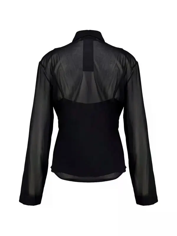 Gucci Silk-chiffon Point Collar Shirt - Black