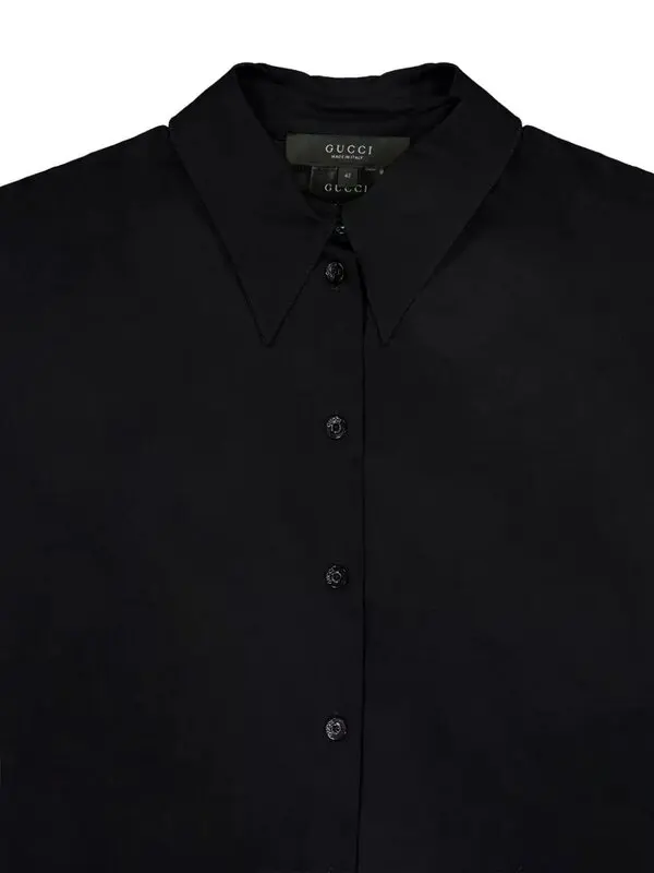 Gucci Silk-chiffon Point Collar Shirt - Black