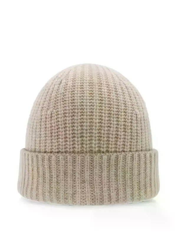 EMERSON RENALDI Waffle Knit Turn-up Brim Beanie Hat - Neutrals