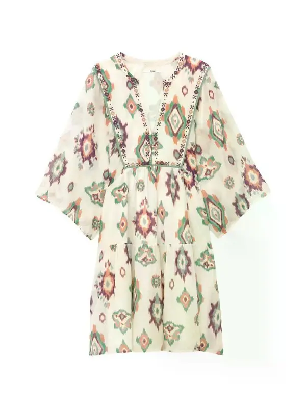 Ba&sh Olalie Ikat-print Tiered Dress