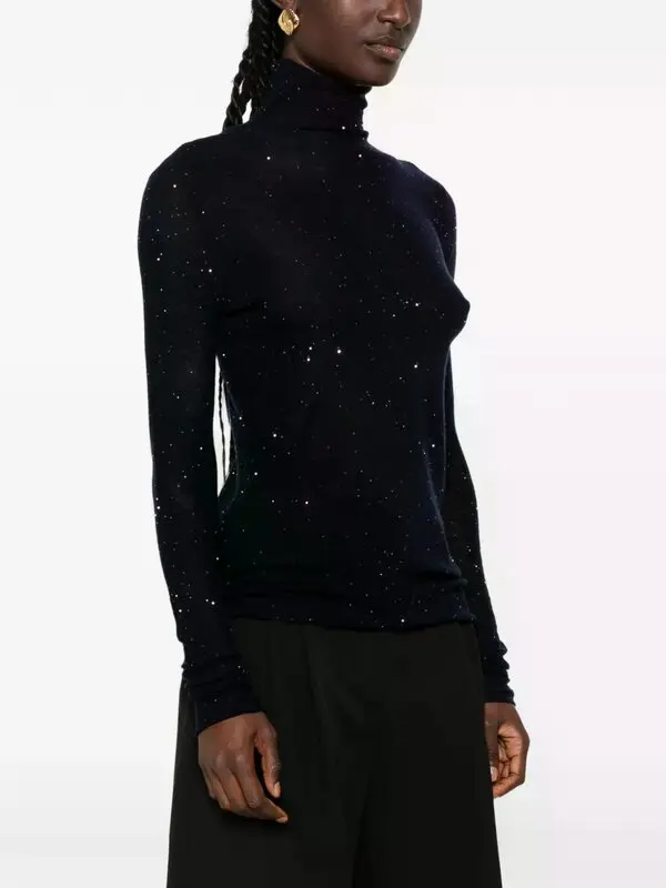 Pinko Sequin Embellished Roll Neck Sweater - Blue