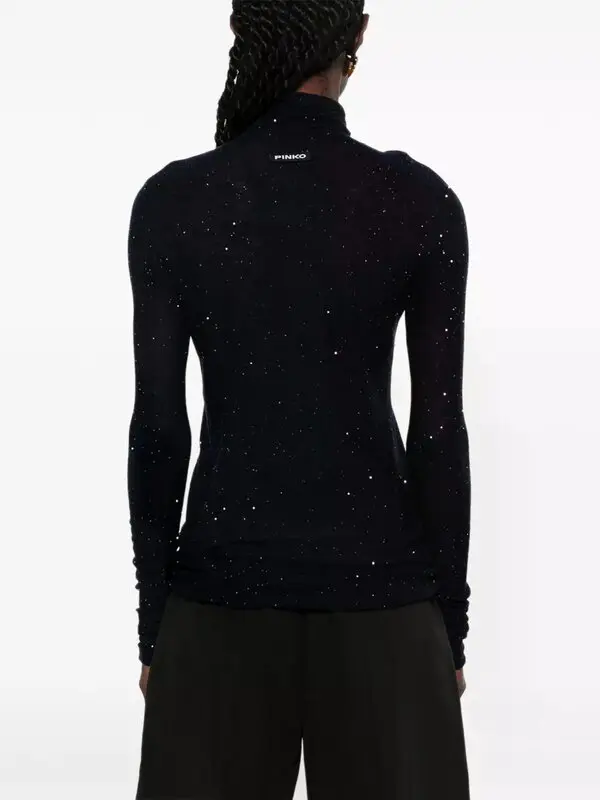 Pinko Sequin Embellished Roll Neck Sweater - Blue