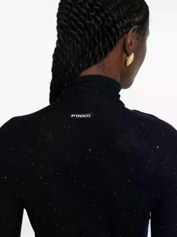 Pinko Sequin Embellished Roll Neck Sweater - Blue