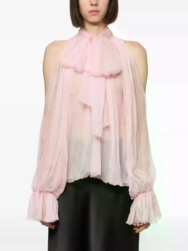 ATU BODY COUTURE Cold-shoulder Pussy-bow Blouse