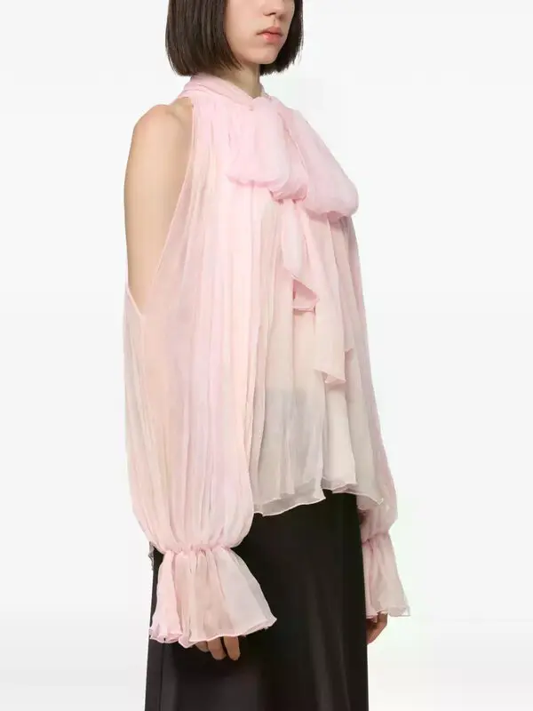 ATU BODY COUTURE Cold-shoulder Pussy-bow Blouse